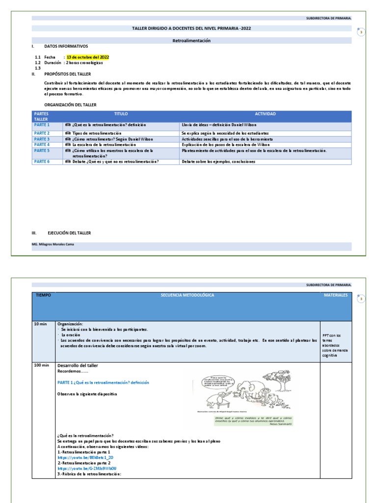 Taller de Retroalimentación Docente | PDF | Aprendizaje | Realimentación