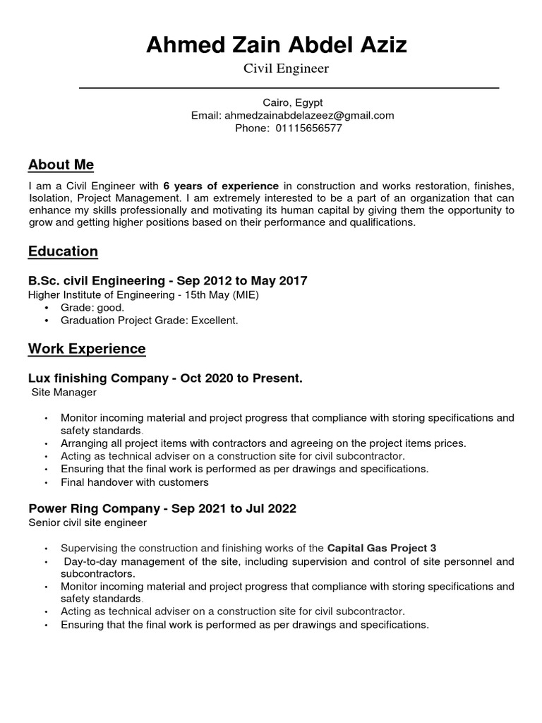 Ahmed Zain Abdel Aziz: About Me | PDF | Engineering