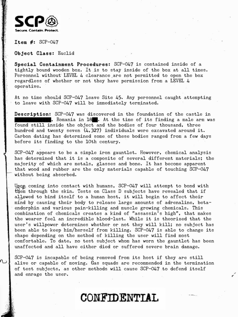 SCP 047 | PDF
