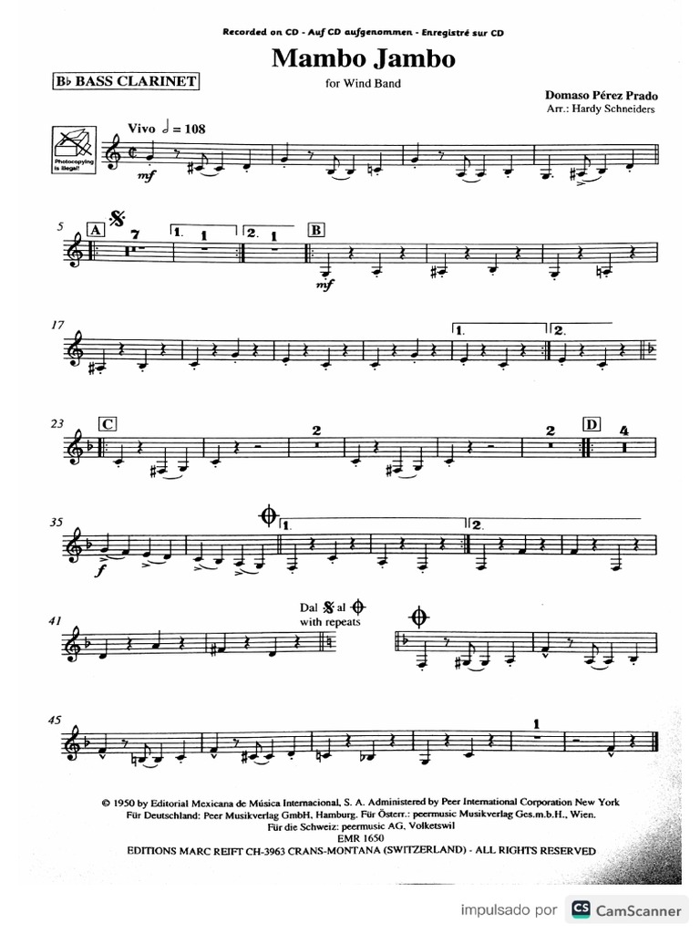 05 - Mambo Jambo - Clarinete Bajo | PDF