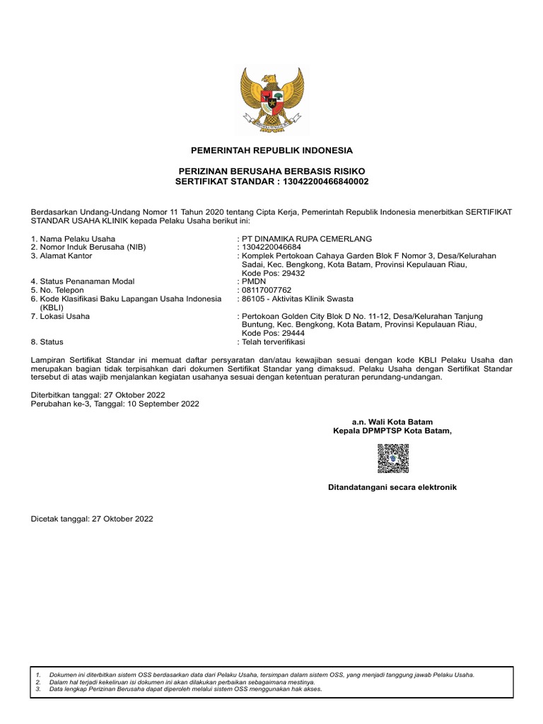 Sertifikat Izin Klinik Pdf