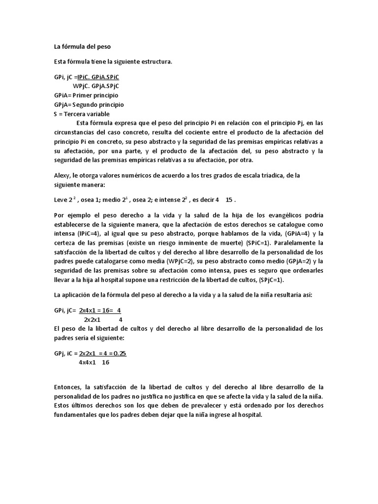 La Fórmula Del Peso | PDF