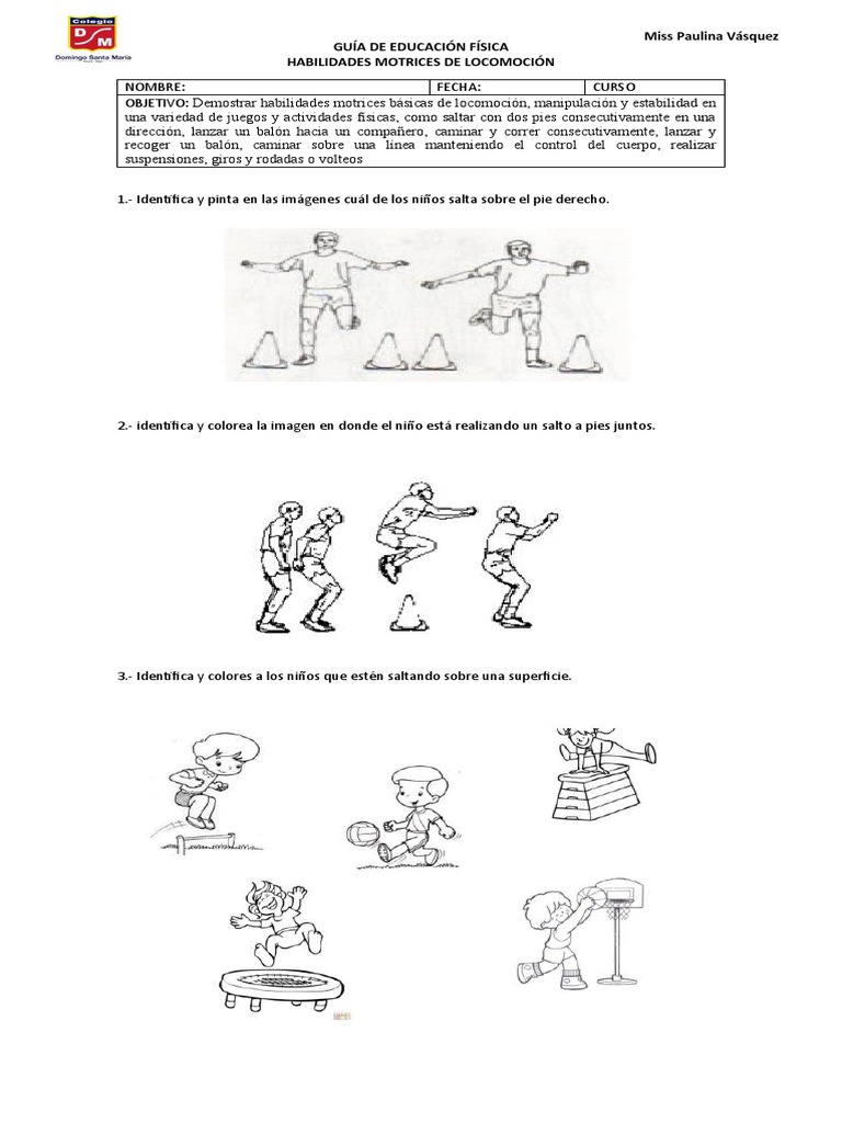 Guía de educación física para habilidades motrices de locomoción | PDF