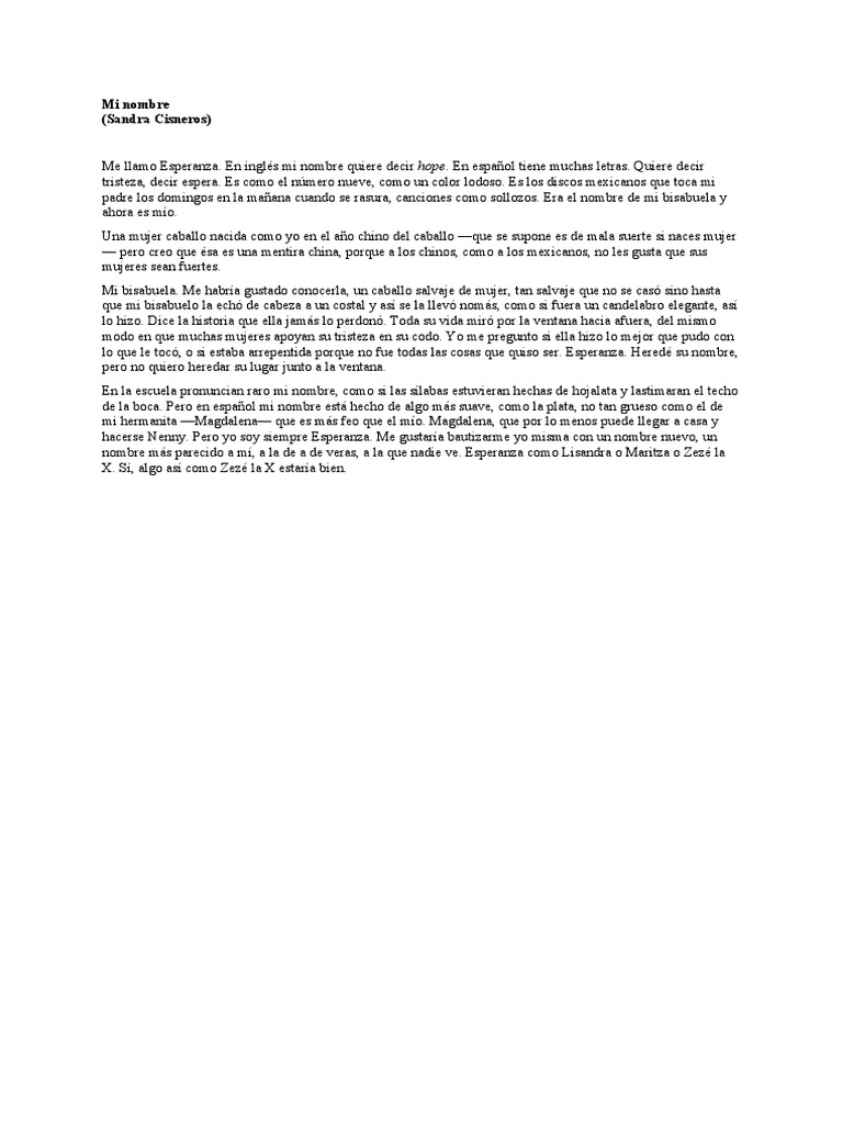 Clase 13 - Sandra Cisneros | PDF