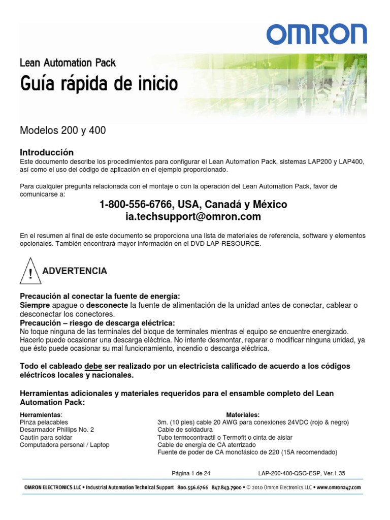 Omron LAP QSG 200 400 ESP | PDF | Aceleración | Software