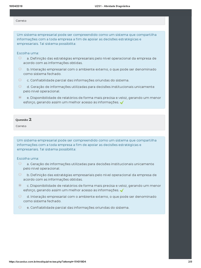 U2S1 - Atividade Diagnóstica | PDF | Sistema | Dados