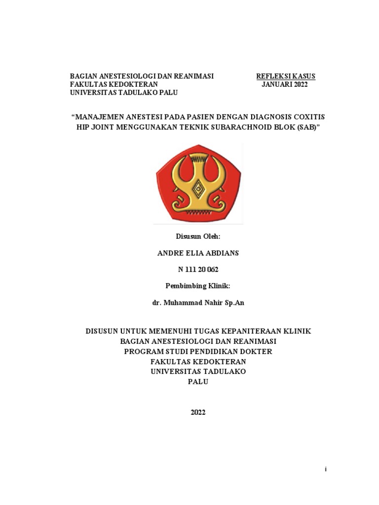 Manajemen Anestesi untuk Coxitis Hip | PDF