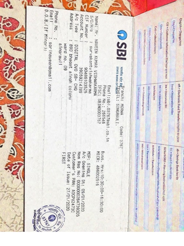 sbi bank passbook (1)444 | PDF