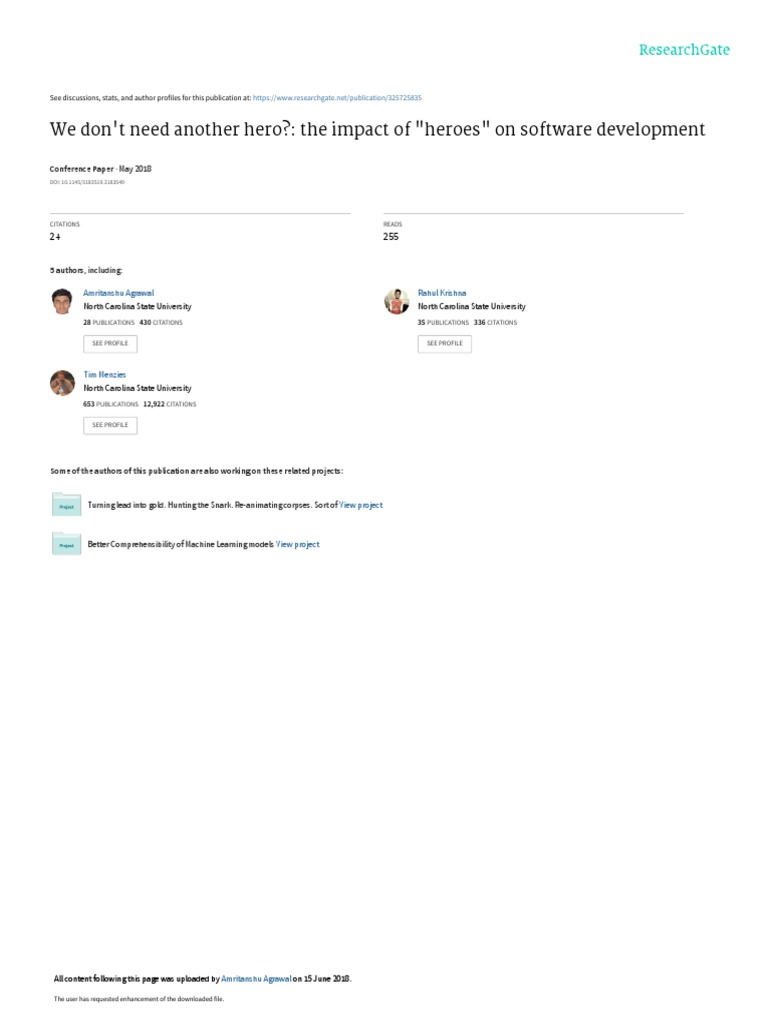 We Dont Need Another Hero The Impact of Heroes On | PDF | Software Bug ...