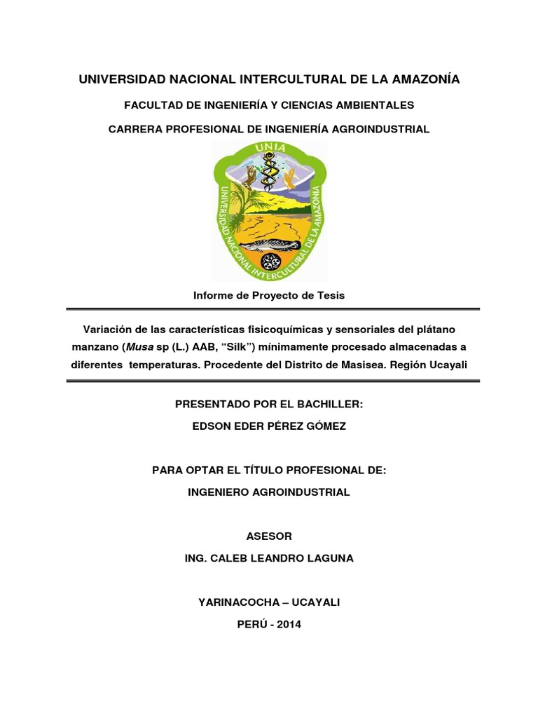 Características del Plátano Manzano a Diferentes Temperaturas | PDF ...