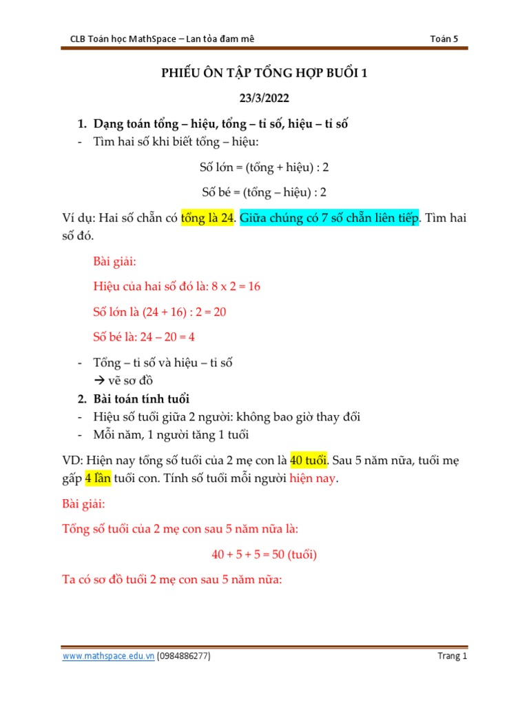 T4.5A1 - Ôn tập - buổi 1 | PDF