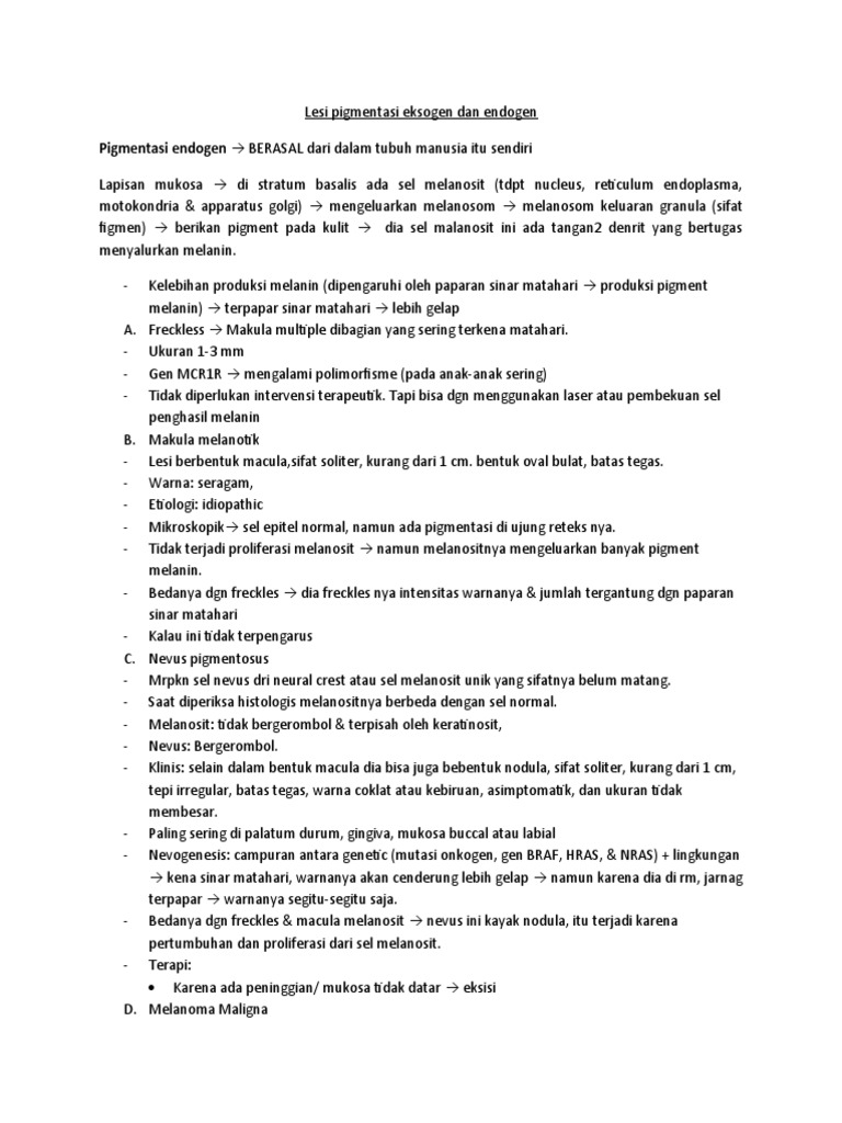 Lesi Pigmentasi Kulit | PDF | Kesehatan Holistik | Sains & Matematika