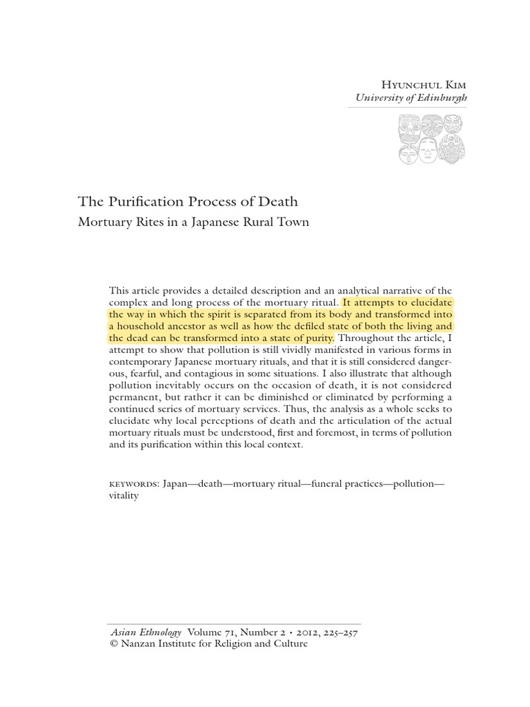 The Purification Process of Death Mortuary Rites in A Japanese Rural ...