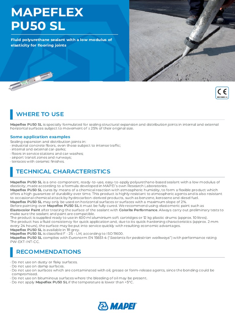 Mapeflex Pu50 SL | PDF | Materials | Chemistry