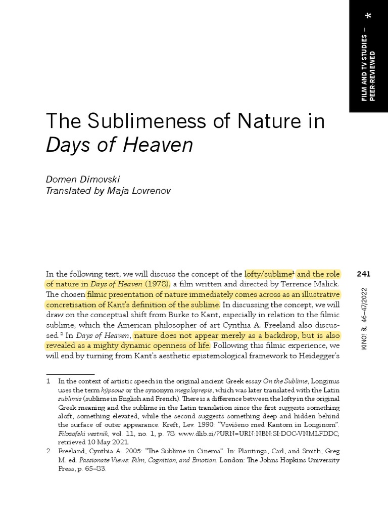 Film & Philosophy: Sublime Nature | PDF | Immanuel Kant | Experience
