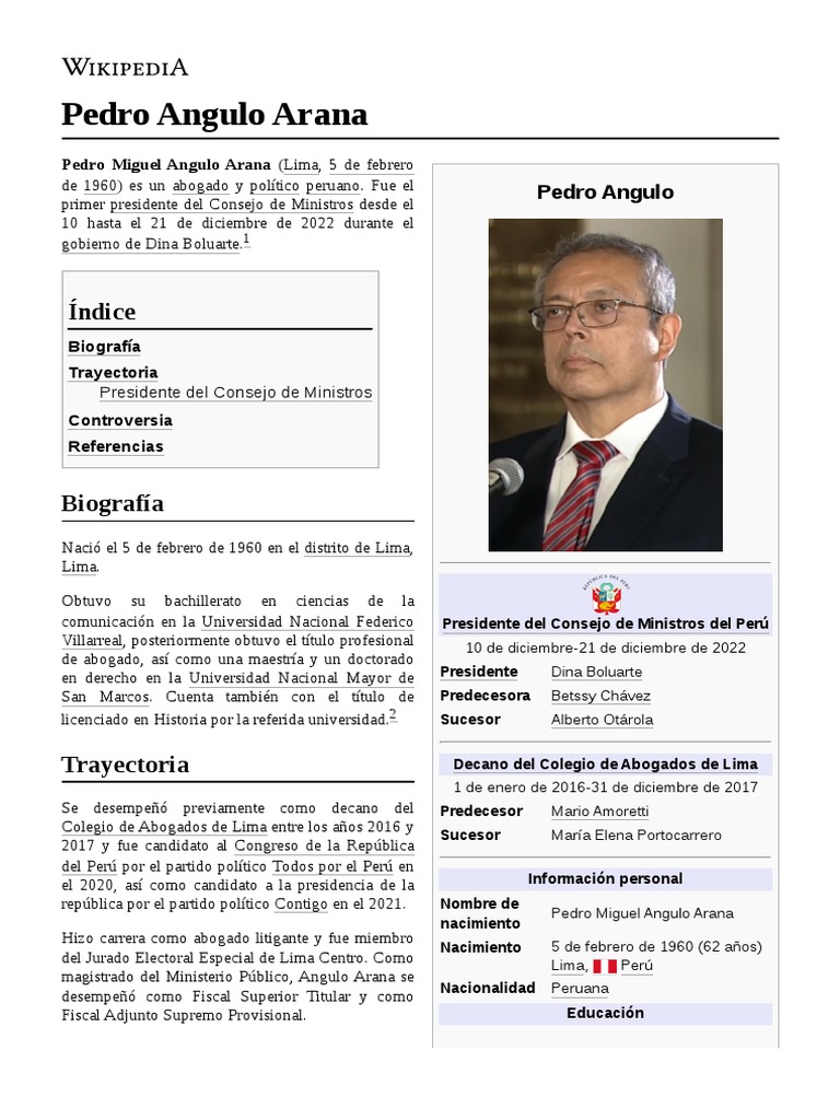 Pedro Angulo Arana | PDF | Perú | Gobierno