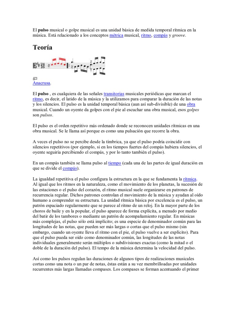Definición y Ejemplos de Pulso Musical | PDF | Ritmo | Sonido