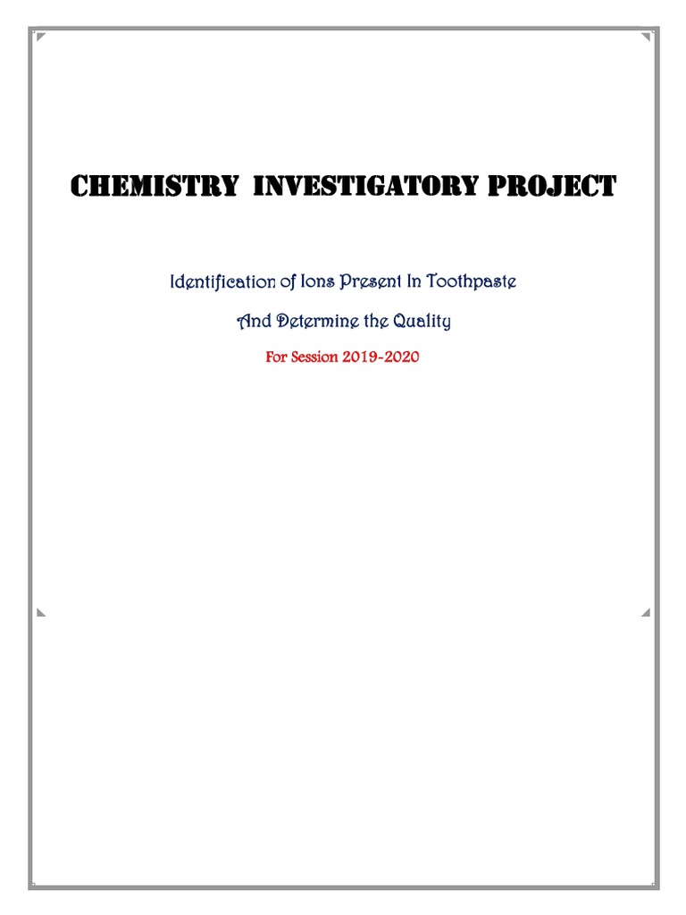 Project (Chemistry) | PDF