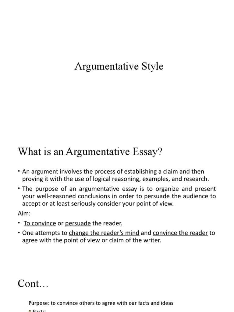 Essay: Argumentative Style | PDF