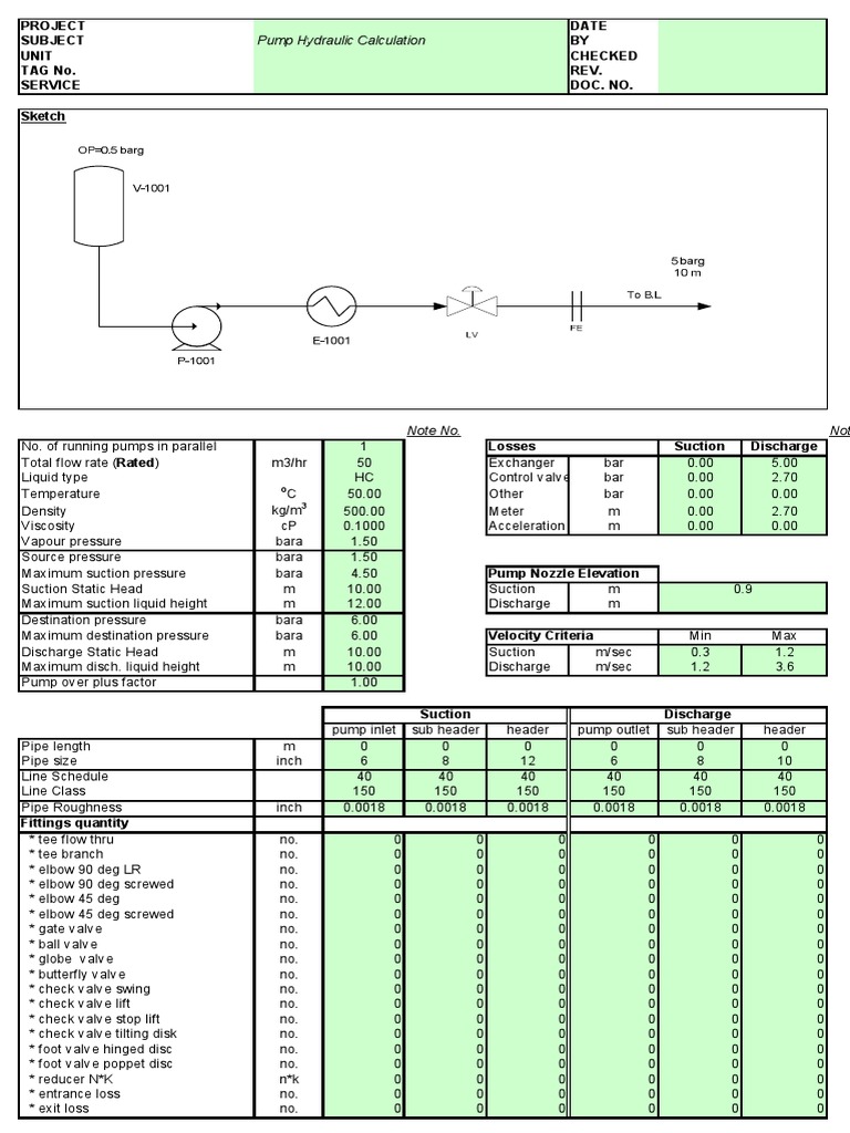 Pump Hydraulic Calculation Overview | PDF | Pump | Valve