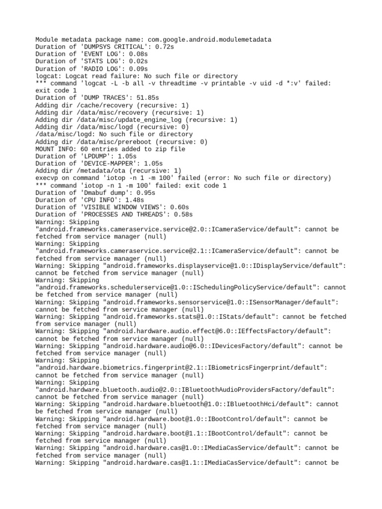 Bugreport KF7j OP RP1A.200720.011 2022 12 21 17 07 34 Dumpstate - Log 19654 | PDF | Information ...