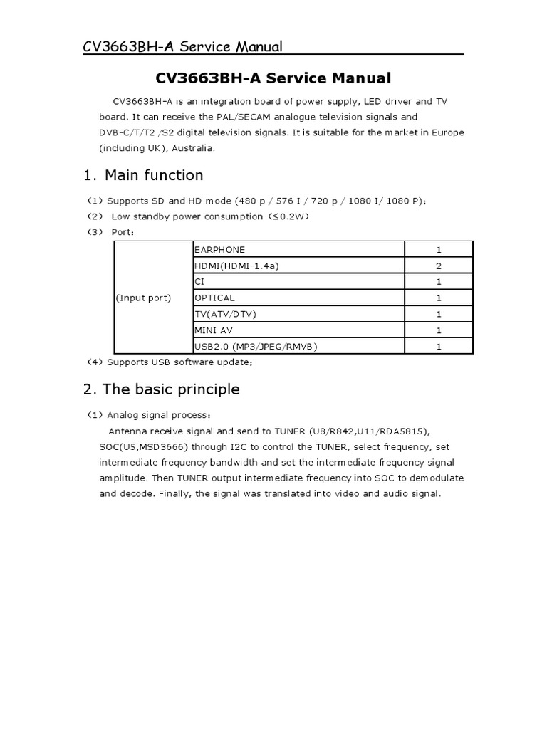 CV3663BH-A Service Manual | PDF | Electrical Engineering | Manufactured ...