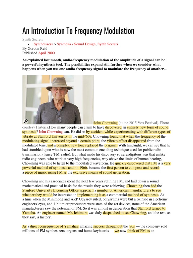 An Introduction To Frequency Modulation | PDF | Frequency Modulation | Bandwidth (Signal Processing)