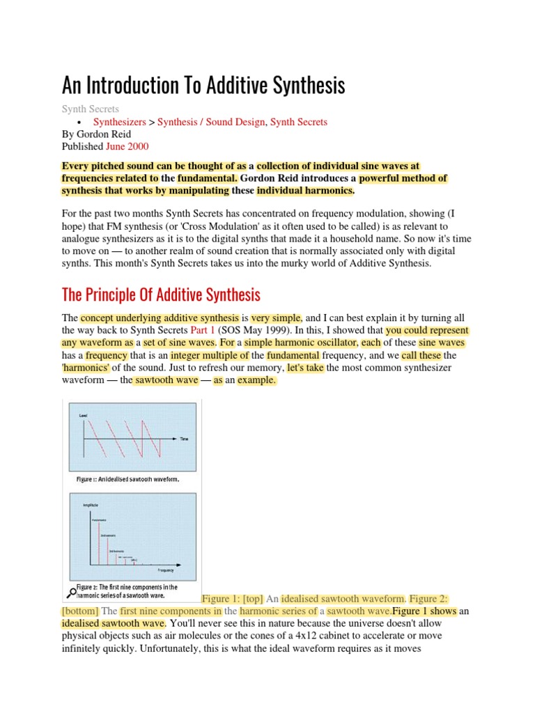 An Introduction To Additive Synthesis | PDF | Synthesizer | Amplitude