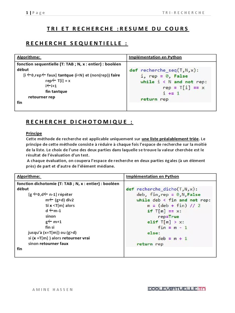 Tri Recherche | PDF | Algorithmes et structures de données | Logique mathématique