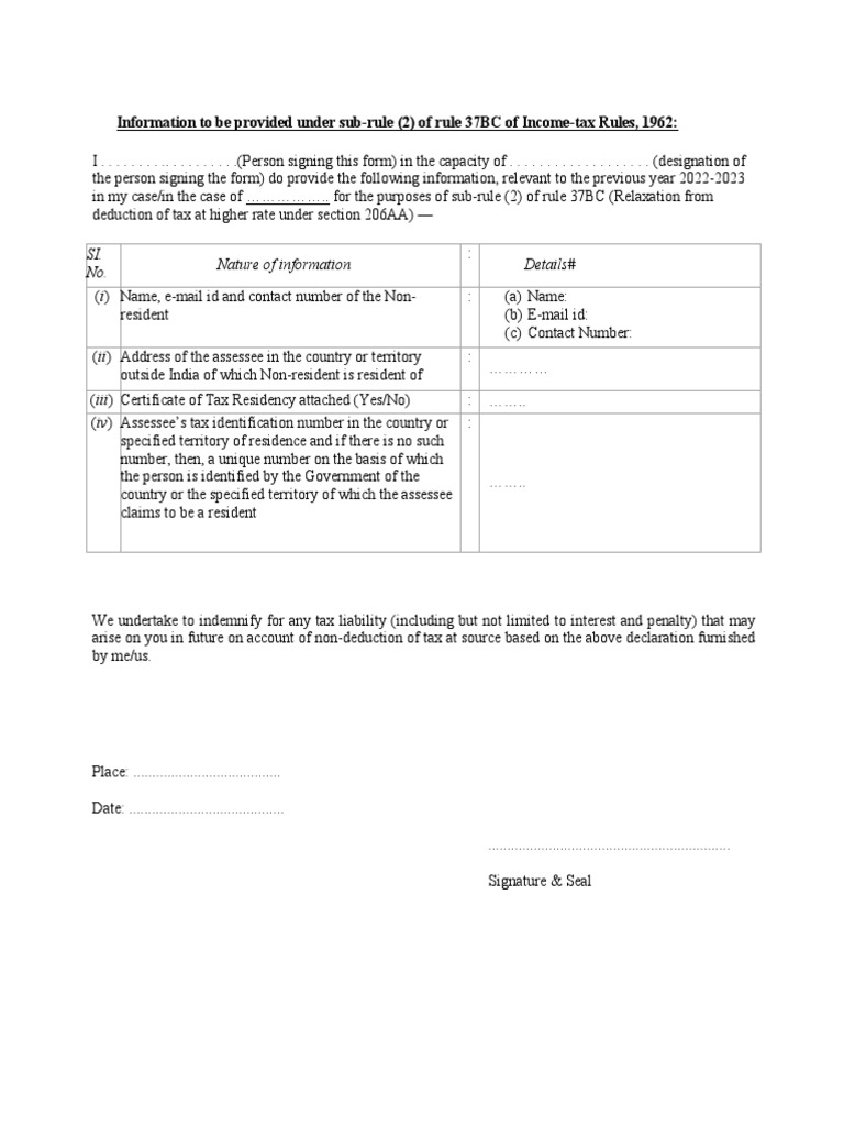 Annexure - 4 - Declaration Under Rule 37BC | PDF