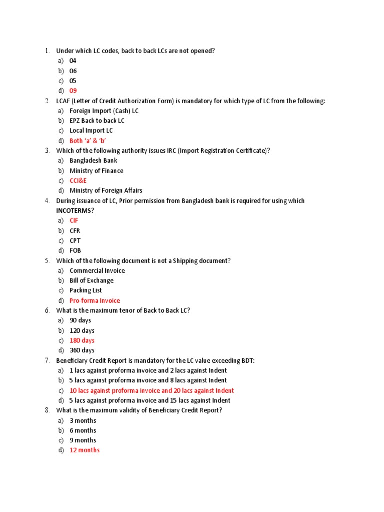 Trade Finance Question Bank | PDF | Economies | Trade