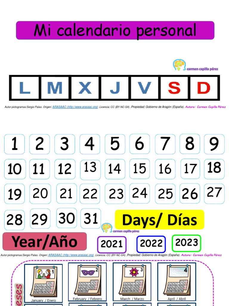 Calendario - en - Español - Inglés | PDF