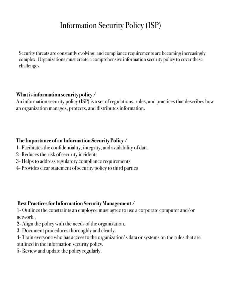ISP Guide - Create a Comprehensive Information Security Policy | PDF ...