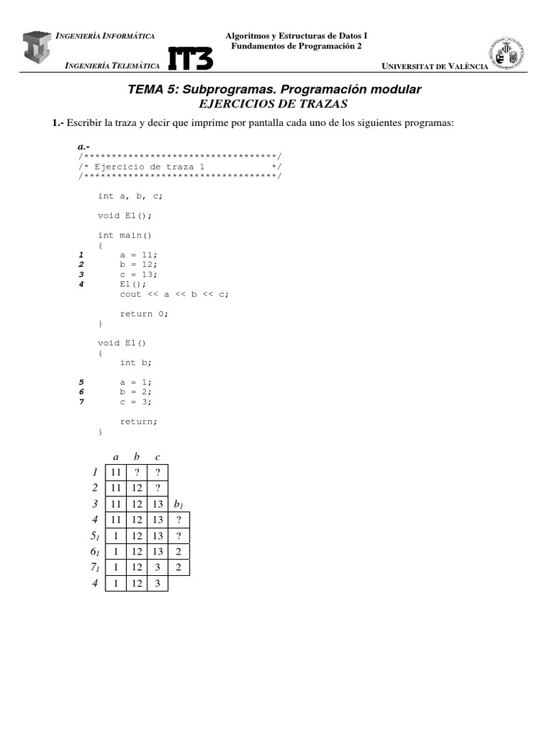 AED - Tema.05.ejercicios Trazas - Solucion | PDF | C ++ | Estructura de datos de matriz