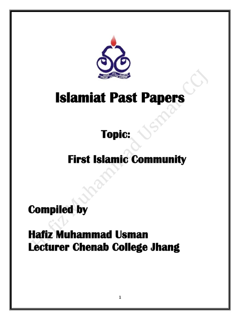First Islamic Community | PDF | Muhammad | Husayn Ibn Ali