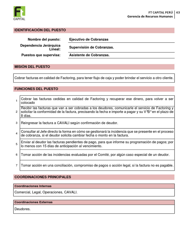 Perfil Ejecutivo de Cobranzas | PDF | Gestión de recursos humanos ...