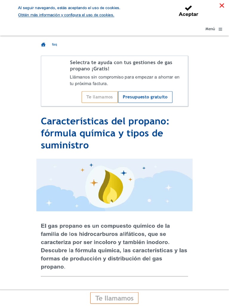 Características y fórmula del propano | PDF | Métodos y materiales de ...