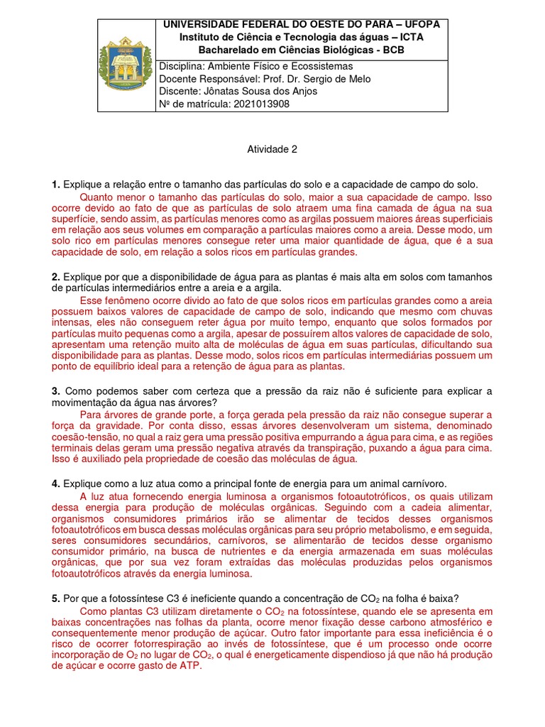 Atividade Cap 3 | Download grátis PDF | Calor | Solo