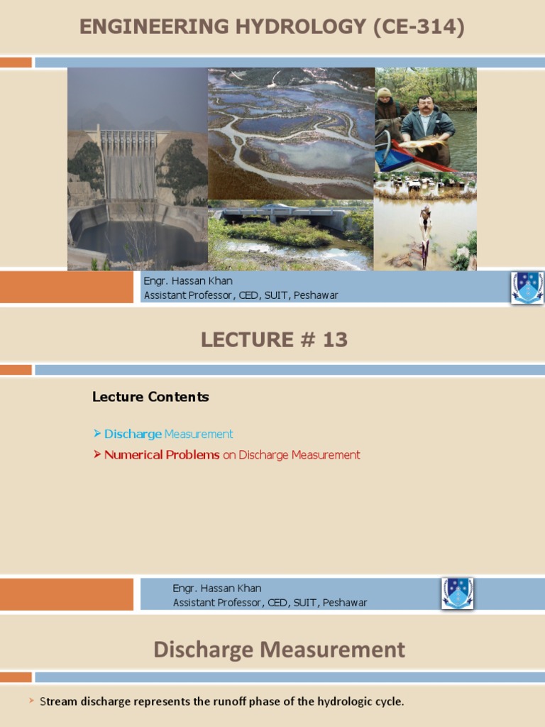 Lec 13, Discharge Measurement | PDF | Discharge (Hydrology) | Hydrology