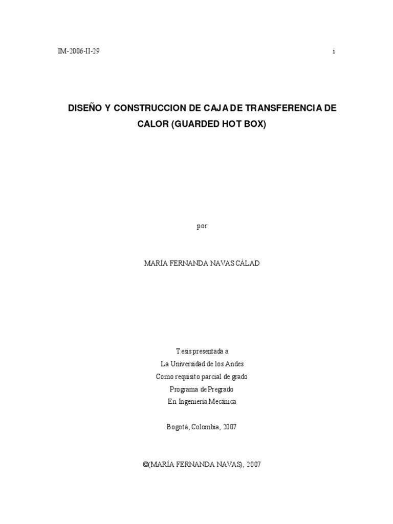 Dise o Y Construccion De Caja De Transferencia De Calor Guarded Hot