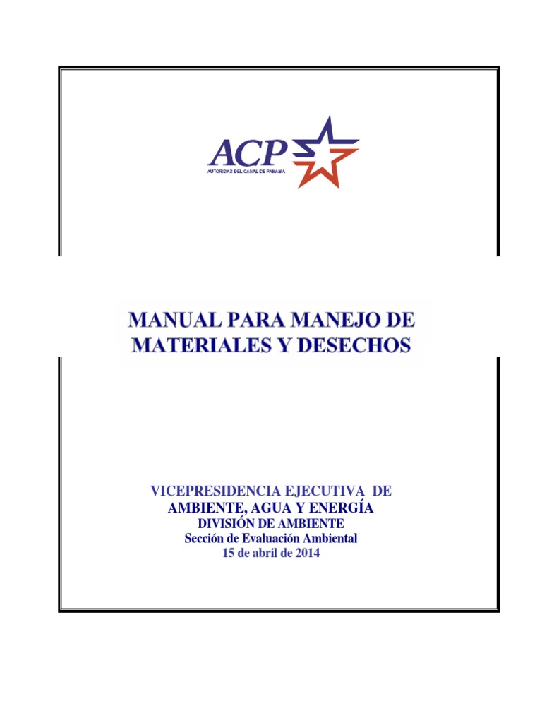 Acp-Manual Manejo Materiales y Desechos 2014 | PDF | Residuos | Agua