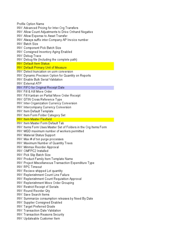 Inventory Profile Options Overview | PDF | Computing | Software Engineering