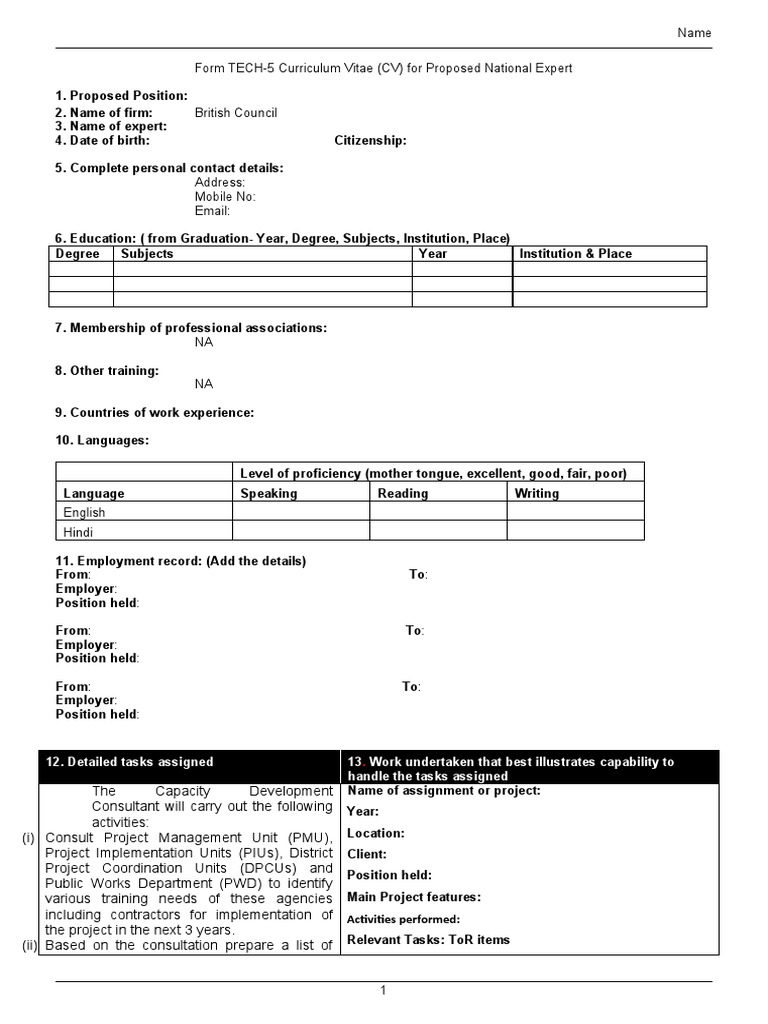Cv Template Adb 1 Download Free Pdf Expert
