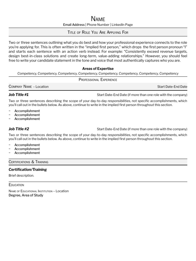 Reverse Chronological Resume Template | PDF