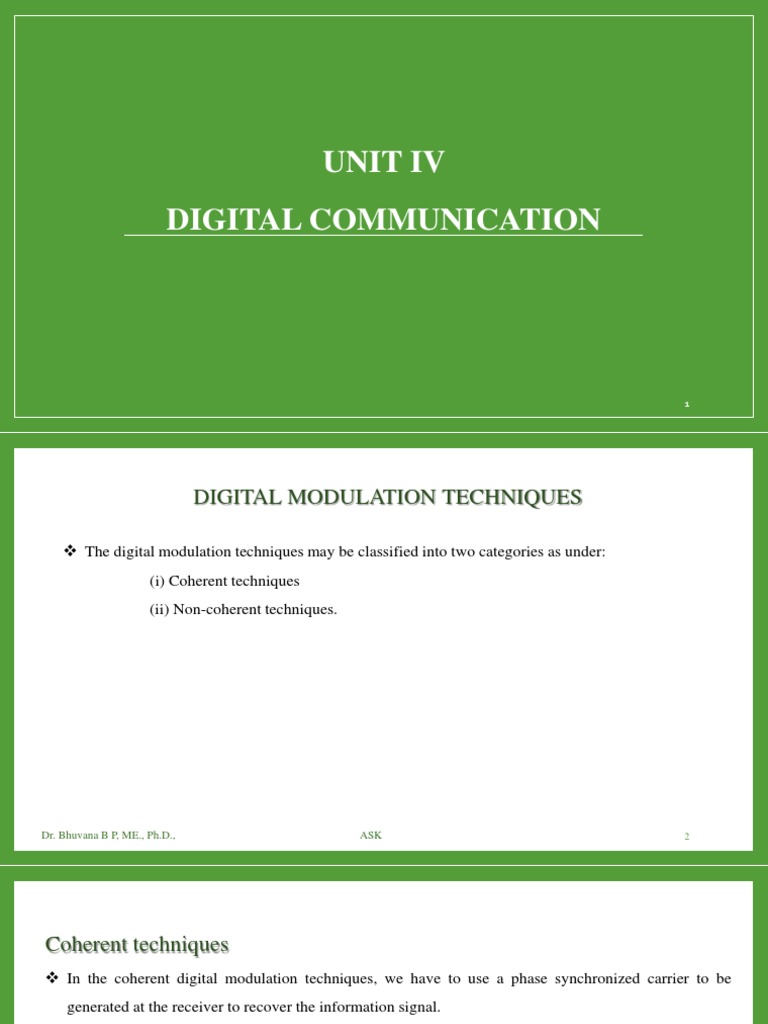 Unit Iv Digital Communication | Download Free PDF | Modulation | Electronics