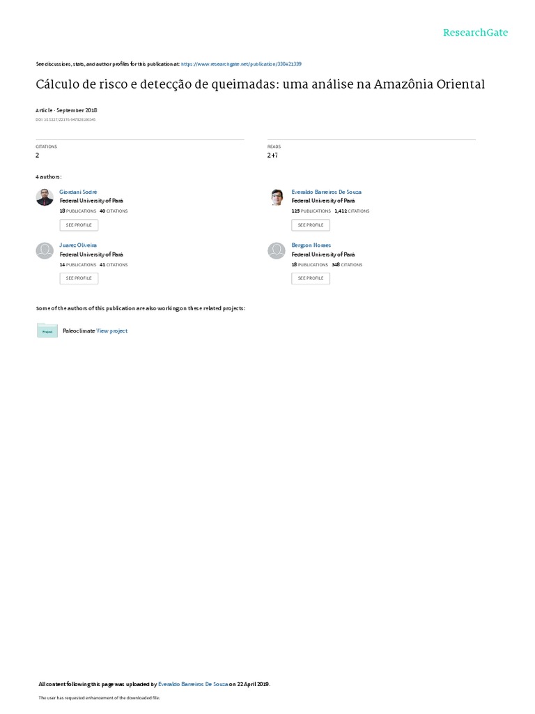 Calculo de Risco e Deteccao de Queimadas Uma Anali | PDF | Floresta ...