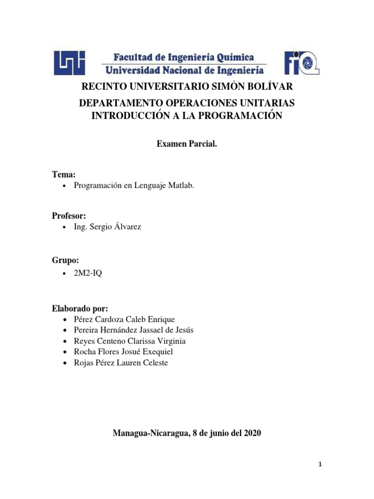 Informe de Matlab Actualizado | PDF | Matriz (Matemáticas) | Programación de computadoras