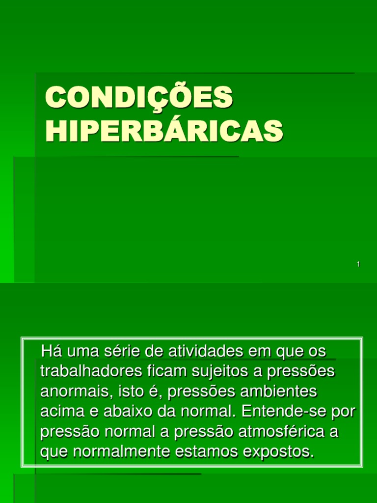 Aula 8 CONDIÇÕES HIPERBÁRICAS | PDF
