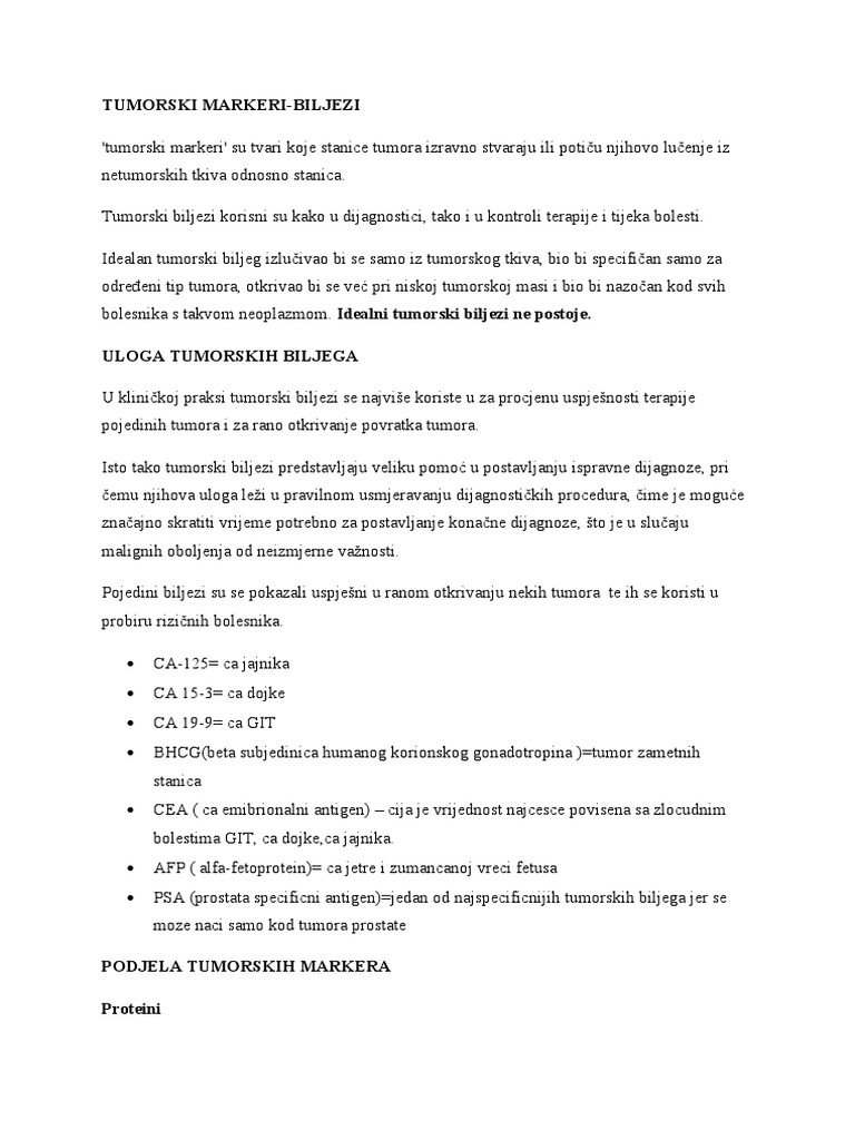 Tumorski Markeri | PDF