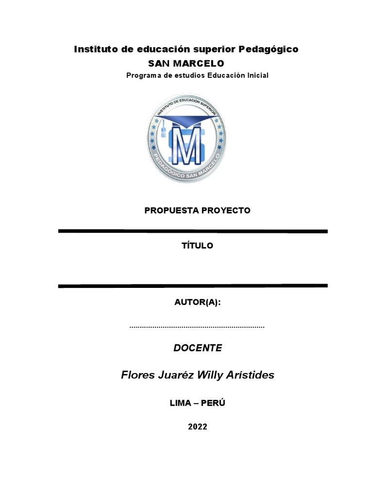 Portada y Estructura de Ante-Proyecto - Inicial | PDF